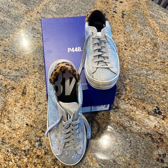 P448 | Shoes | P448 John Style Sneakers Silver Glitter With Leopard ...